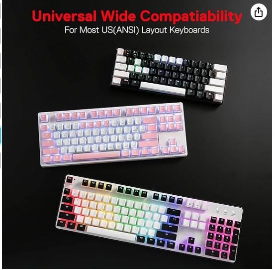 Redragon A130 Pink Pudding Keycaps, 104 Keys Standard Doubleshot PBT ...