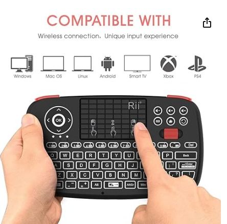 Rii (Upgrade) i4 Mini Bluetooth Keyboard with Touchpad, Blacklit ...