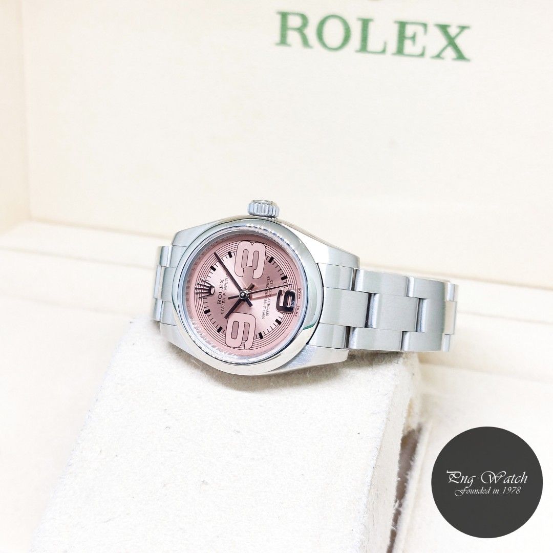 Rolex 26mm Pink Arabic Dial Oyster Perpetual REF: 176200 (Z Series ...