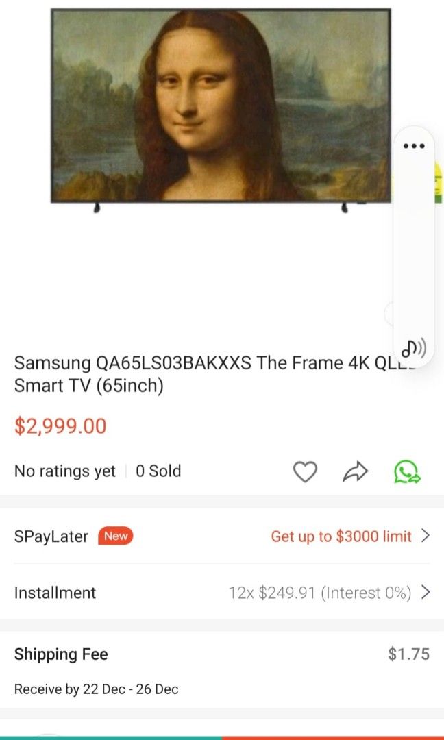 Samsung LS03A 65-inch The Frame Art Mode 4K QLED Smart TV QA65LS03BAK ...