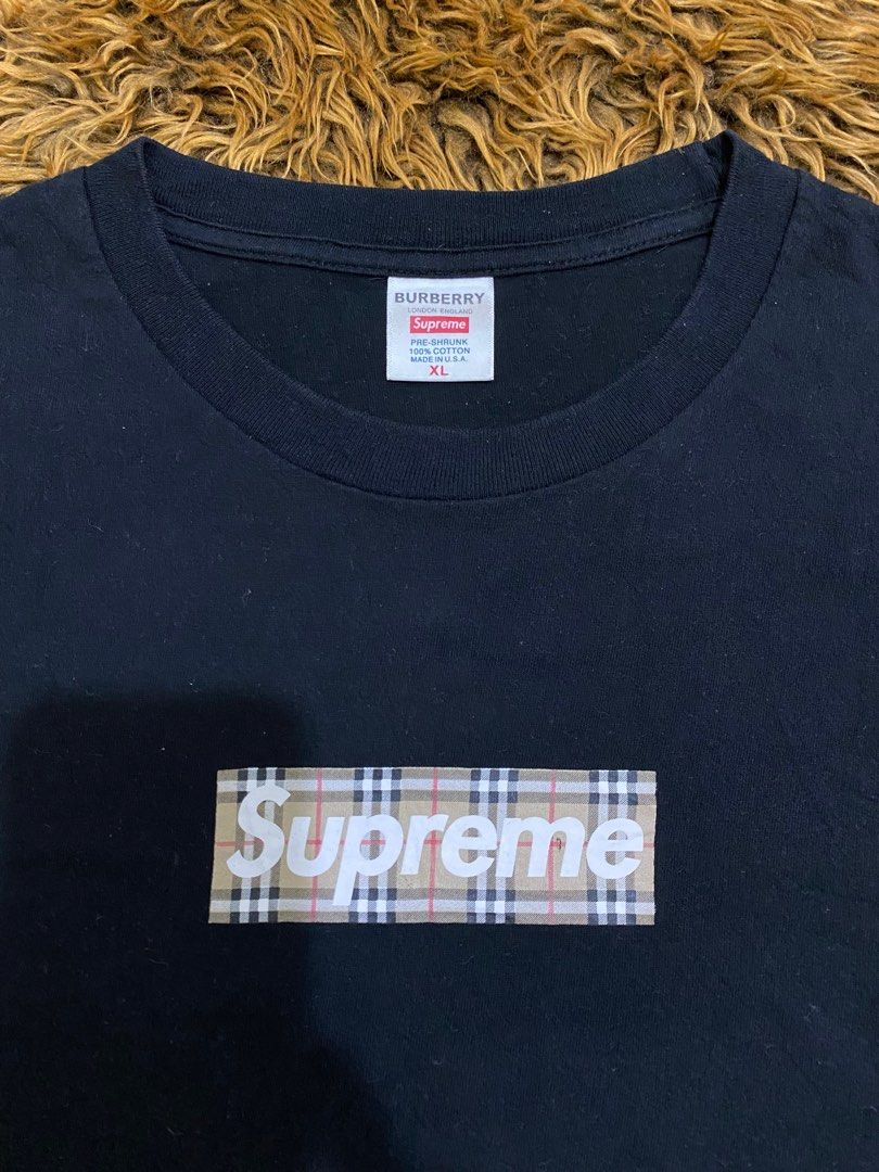 Supreme x burberry box logo shirt, Men's Fashion, Tops & Sets, Tshirts & Polo Shirts on Carousell