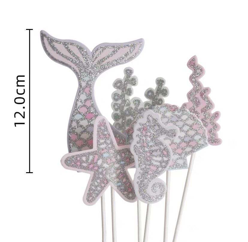 Undersea water theme/ mermaid themed cake toppers (seaweed, seashells ...