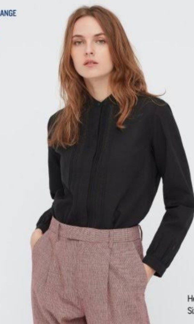 Uniqlo INES DE LA FRESSANGE Linen Pintuck Blouse, Women's Fashion, Tops, Blouses on Carousell