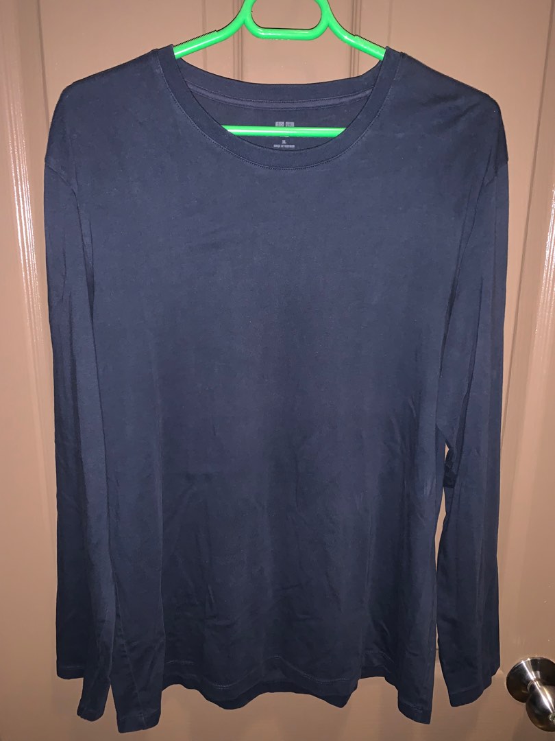 Uniqlo Navy Blue Long sleeve shirt, Men's Fashion, Tops & Sets, Tshirts ...