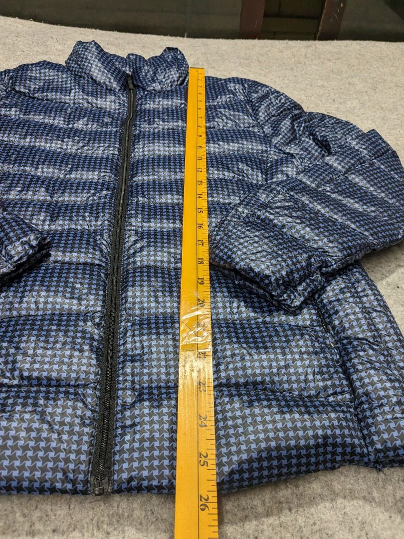 UNIQLO ULTRA LIGHT DOWN Jacket Puffer Puff Winter Geometric Blue Full ...