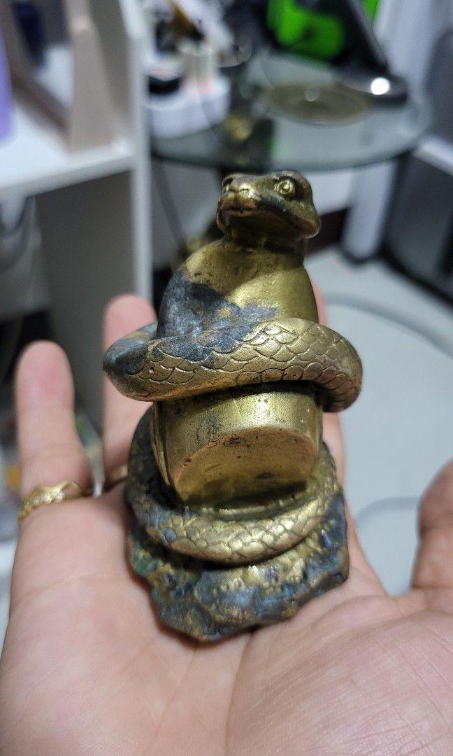 Vintage Qing Chinese python gilt bronze snake sculpture, Hobbies & Toys ...