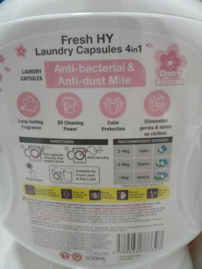 Walch Fresh HY Laundry Capsules 4in1 Anti-bacterial, Furniture & Home ...