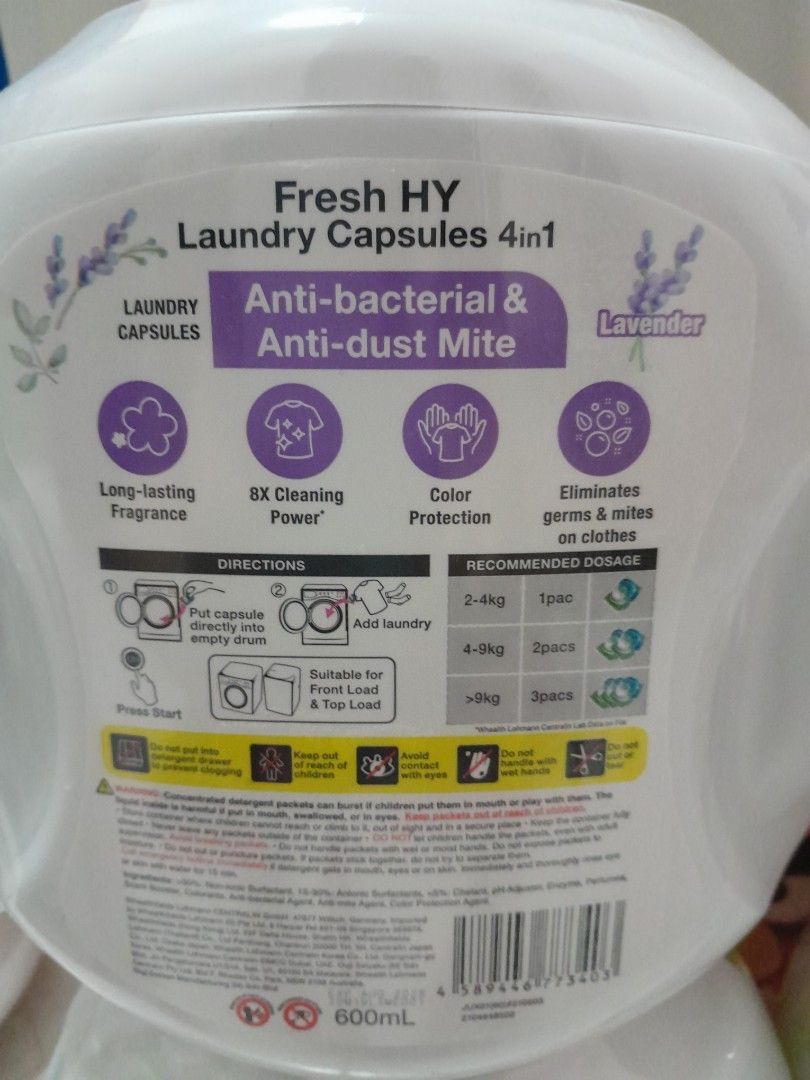 Walch Fresh HY Laundry Capsules 4in1 Anti-bacterial, Furniture & Home ...