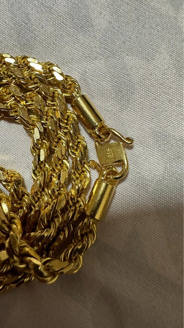 100g SOLID GOLD ROPE CHAIN 916 (22K), Men's Fashion, Watches ...
