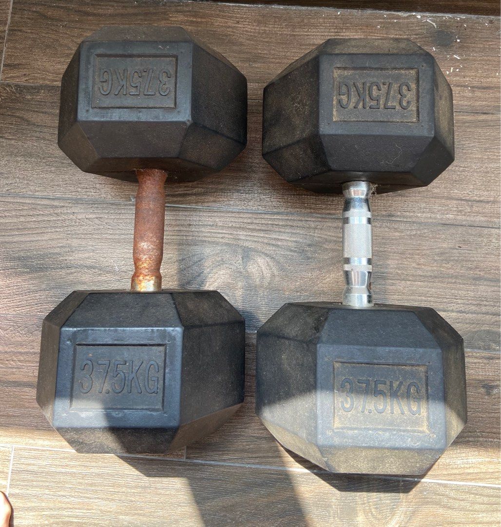 37.5kg hexagon dumbbells, Sports Equipment, Exercise & Fitness, Weights ...