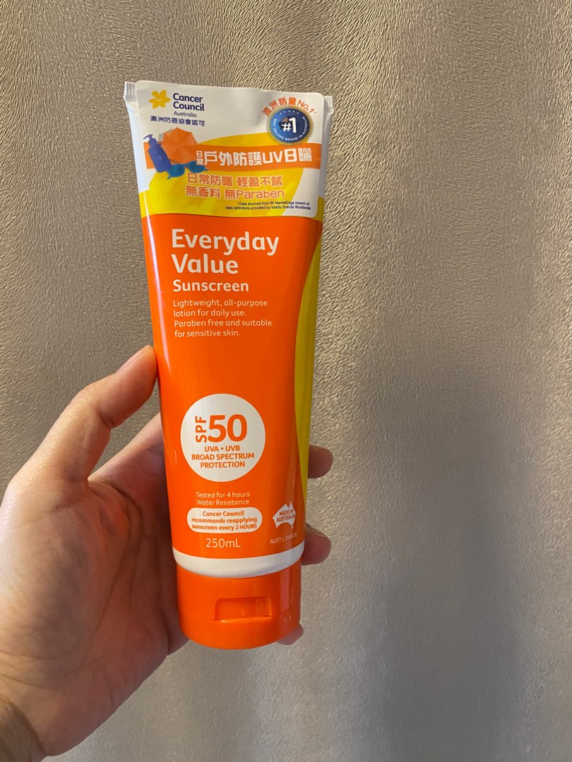 防曬 Cancer Council Everyday Value Sunscreen SPF50+, 美容＆個人護理, 健康及美容 - 皮膚護理, 面部 - 面部護理 - Carousell