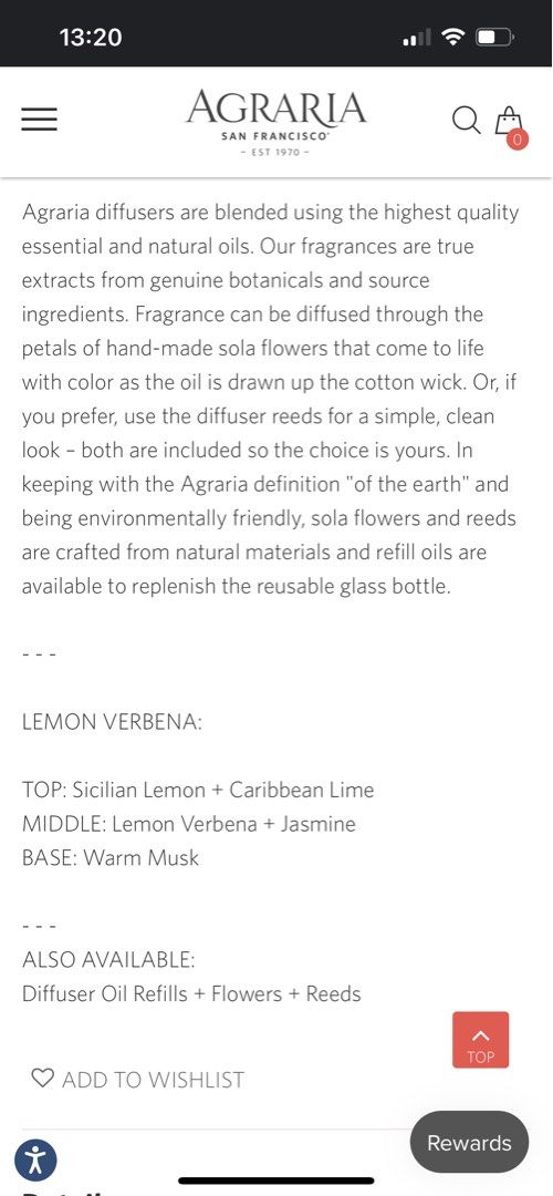 Agraria presence diffuser -lemon verbena, Furniture & Home Living, Home ...