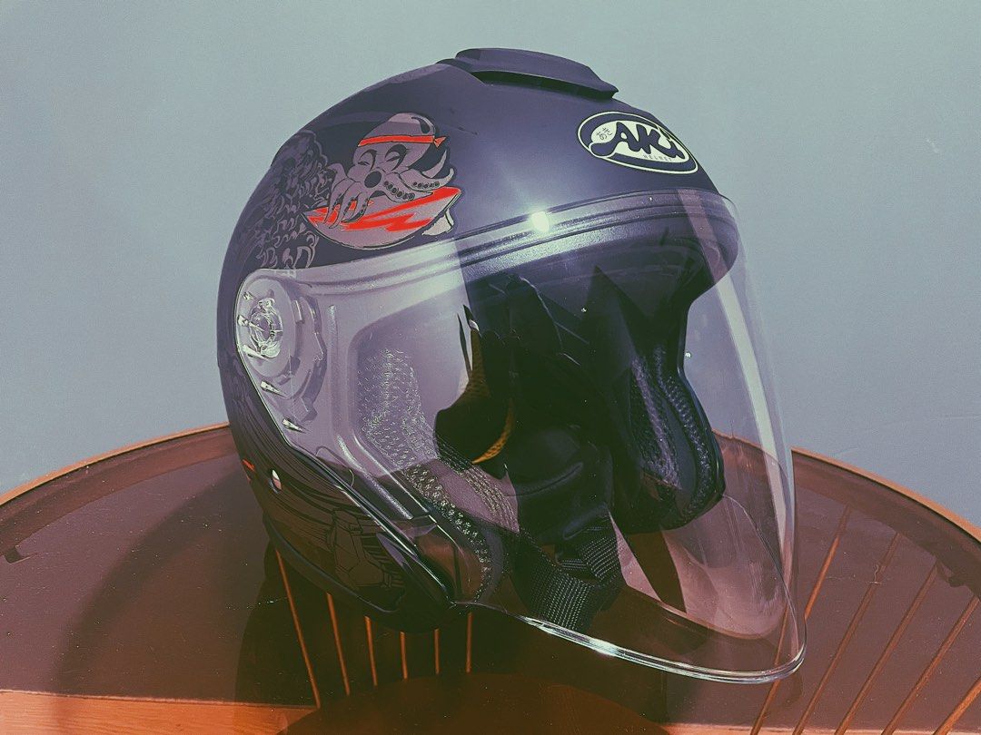 Aki AK7 Ocean Helmet (Matte Black & Red), Motorcycles, Motorcycle ...