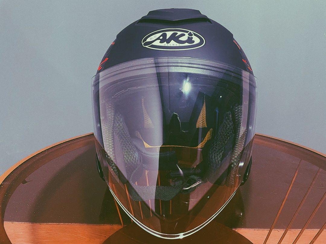 Aki AK7 Ocean Helmet (Matte Black & Red), Motorcycles, Motorcycle ...