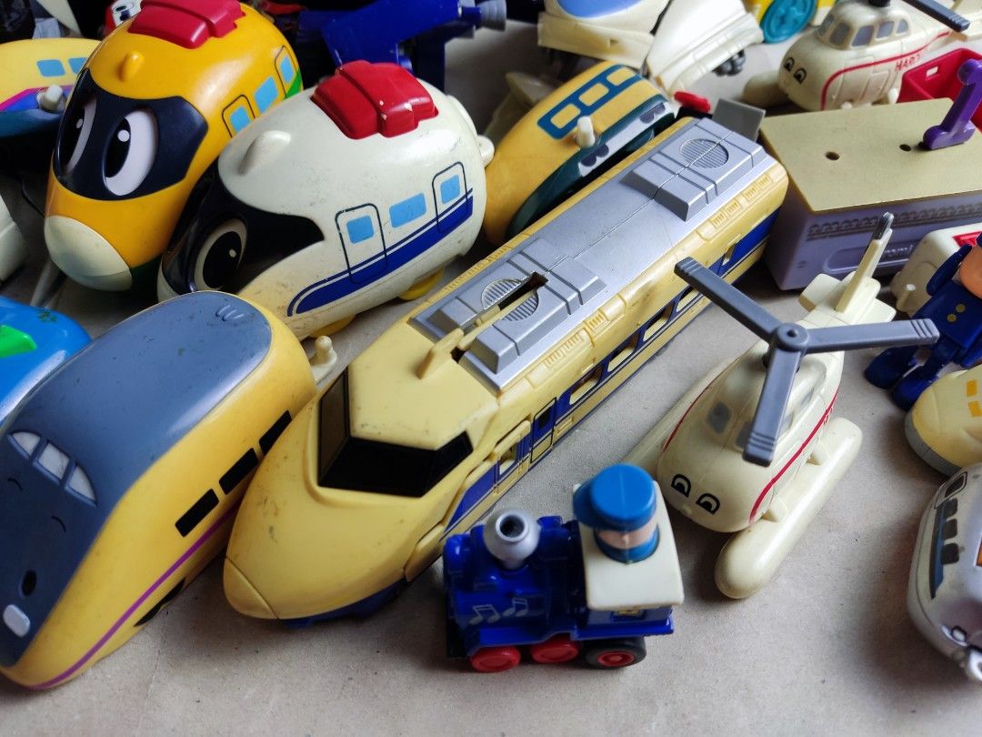Assorted Japanese Train toys robots shinkansen bullet train, police ...