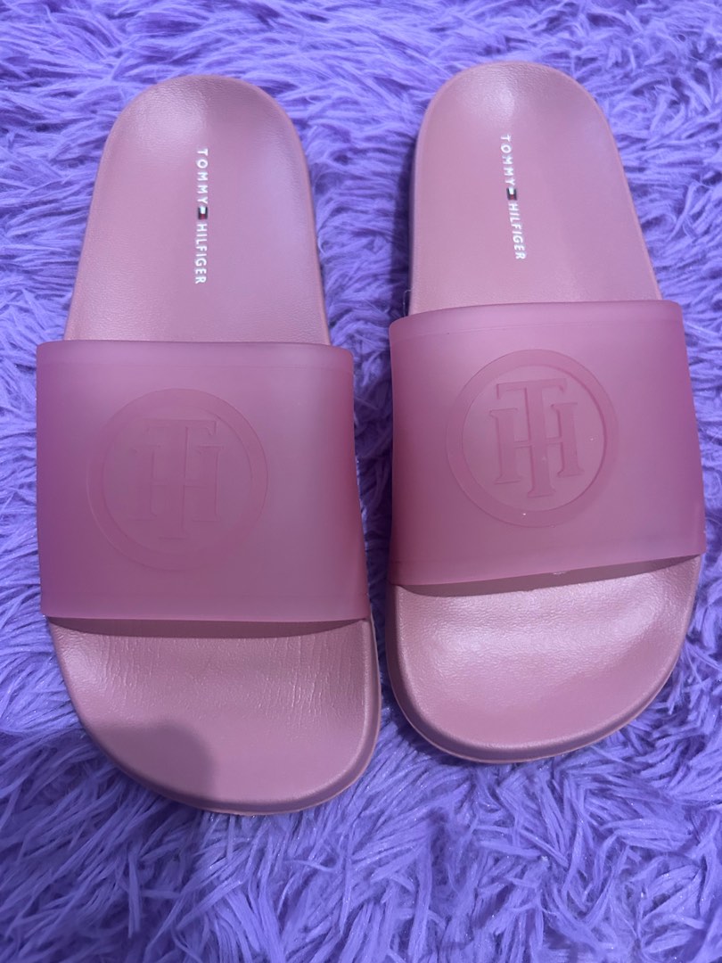 Authentic Tommy Hilfiger TH Slides Rose Pink color, Women's Fashion ...