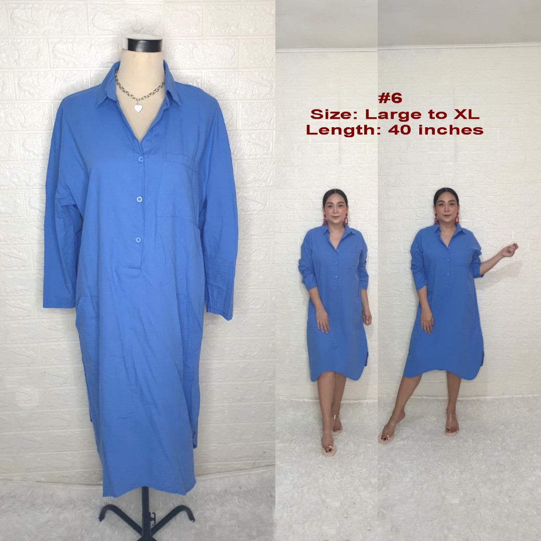 Azure Blue Buttondown Polo Dress, Women's Fashion, Dresses & Sets ...