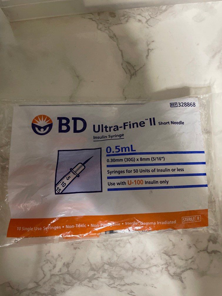 BD ultra fine II short needles insulin syringe 0.5ml, Health ...