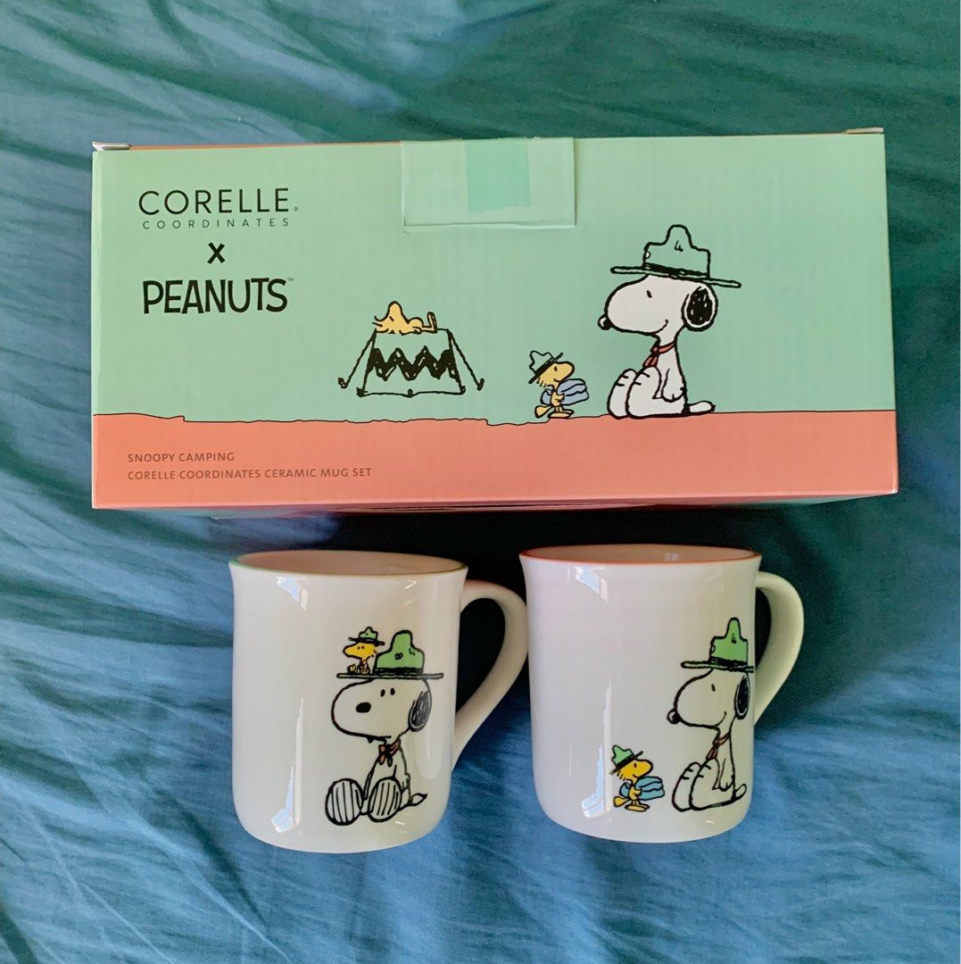 Brand New CORELLE x Peanuts mug coordinates 2pc set, Furniture & Home ...