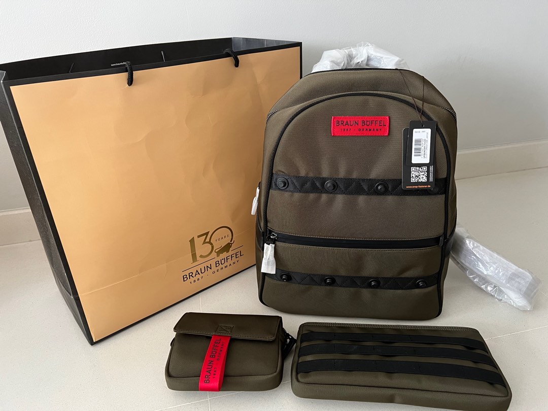 Braun Buffel Backpack with additional 2 Pouch, Luxury, Bags & Wallets ...