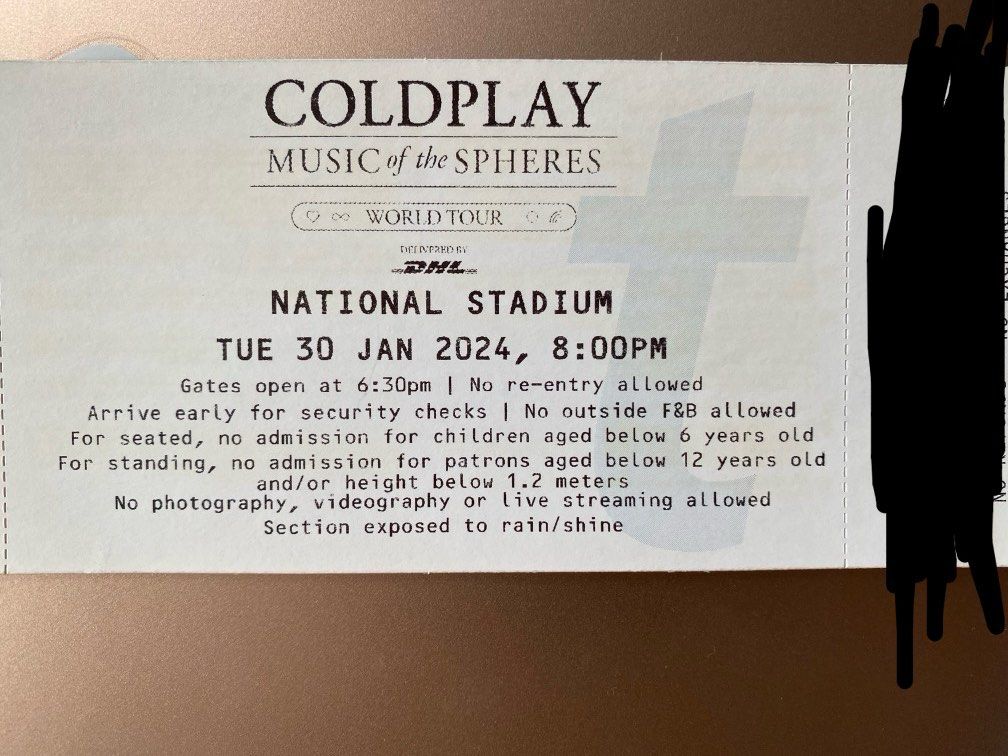 Coldplay 30 Jan ticket, Tickets & Vouchers, Event Tickets on Carousell