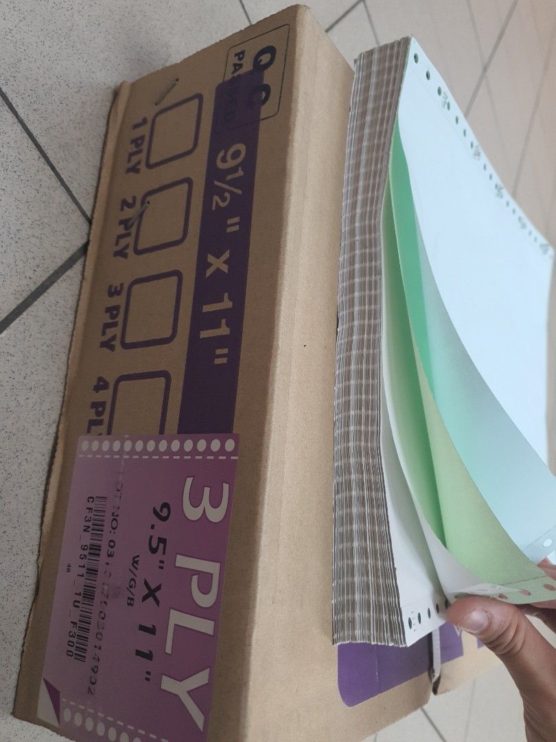 computer form computer paper 9.5" x 11" ncr 3 ply white green blue ...