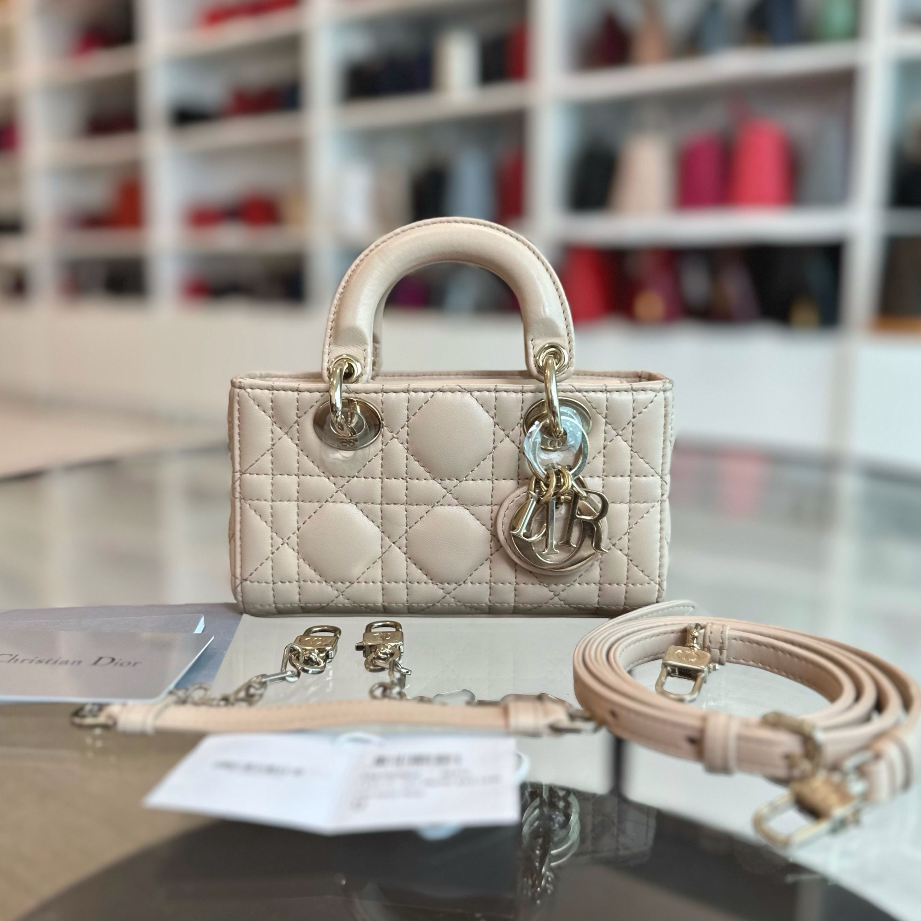 Dior D-Joy Mini Beige Lambskin GHW D Joy, Luxury, Bags & Wallets on ...