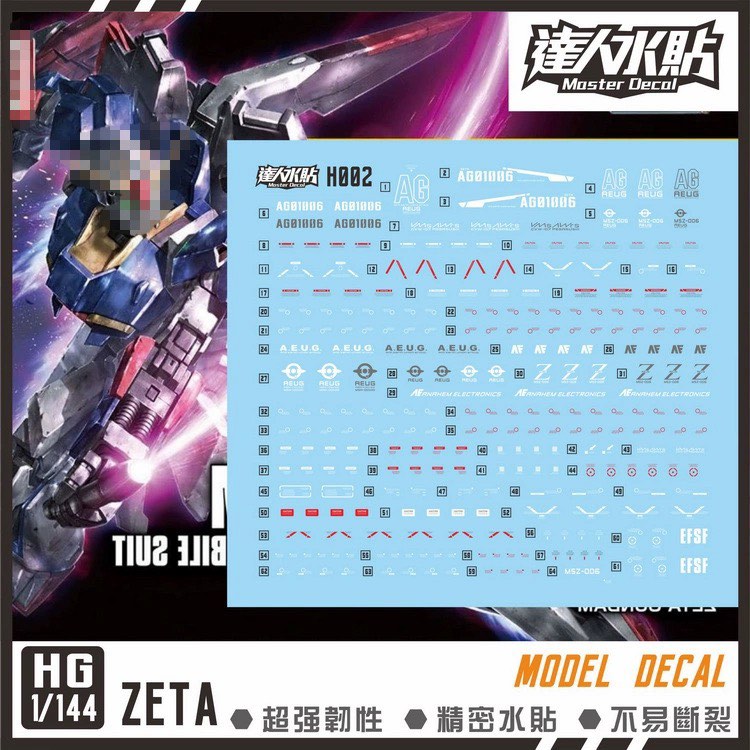 [DL] HG / HGUC ZETA Gundam Fluorescent Waterslide Decal 1/144 by Master, Hobbies & Toys, Toys ...