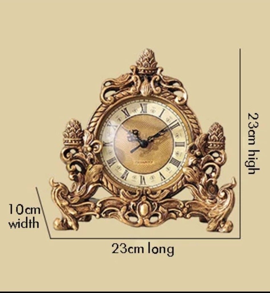 European Style Retro Clock Desk & Table Analog Clock Battery Operated ...