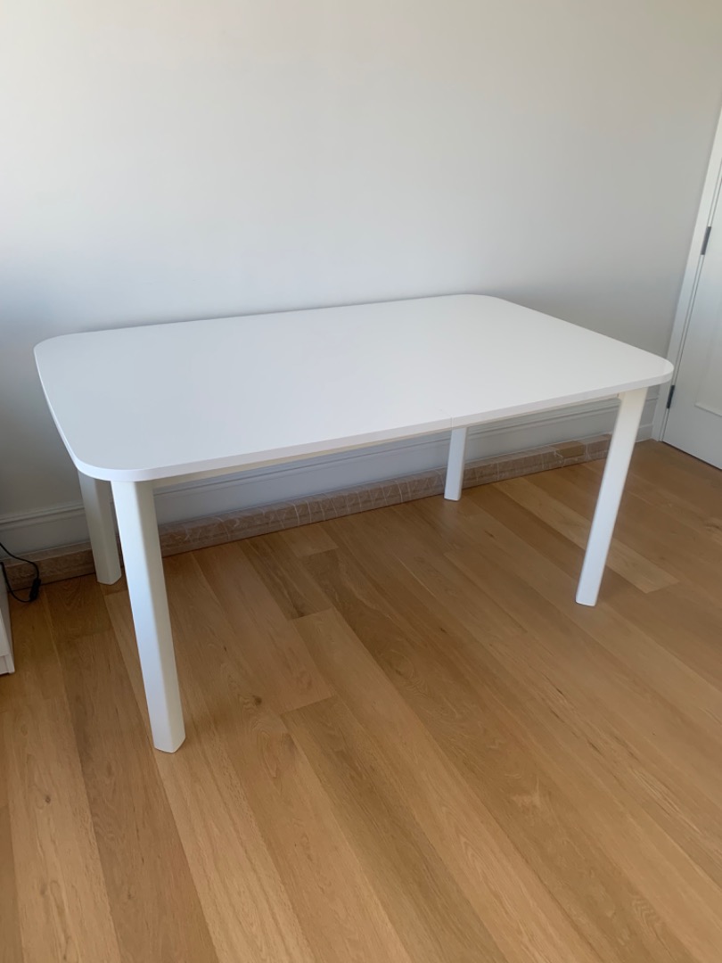 Extendable IKEA Strandtorp White Table, Furniture & Home Living ...