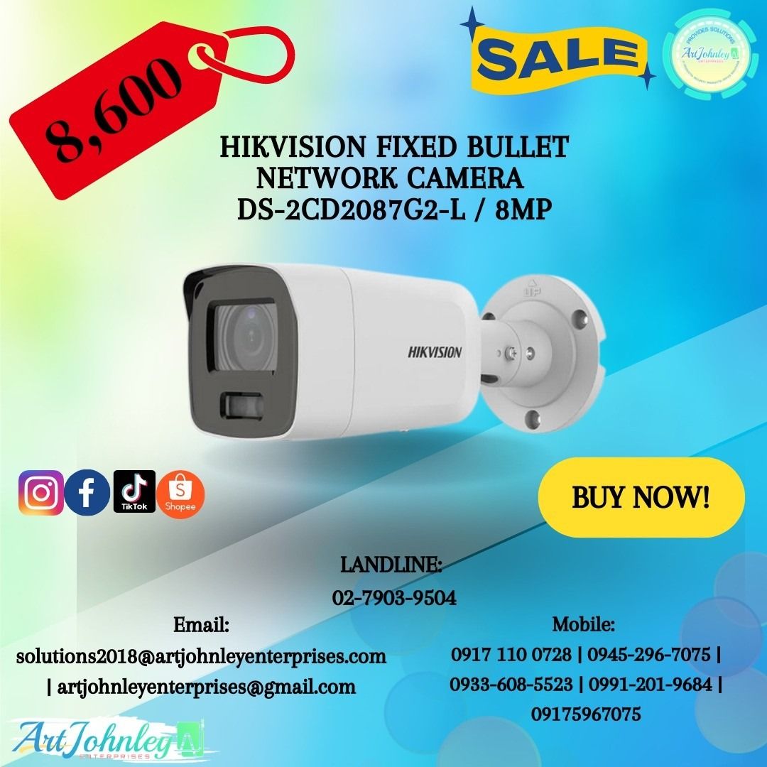 HIKVISION FIXED BULLET NETWORK CAMERA DS-2CD2087G2-L / 8MP, Furniture ...