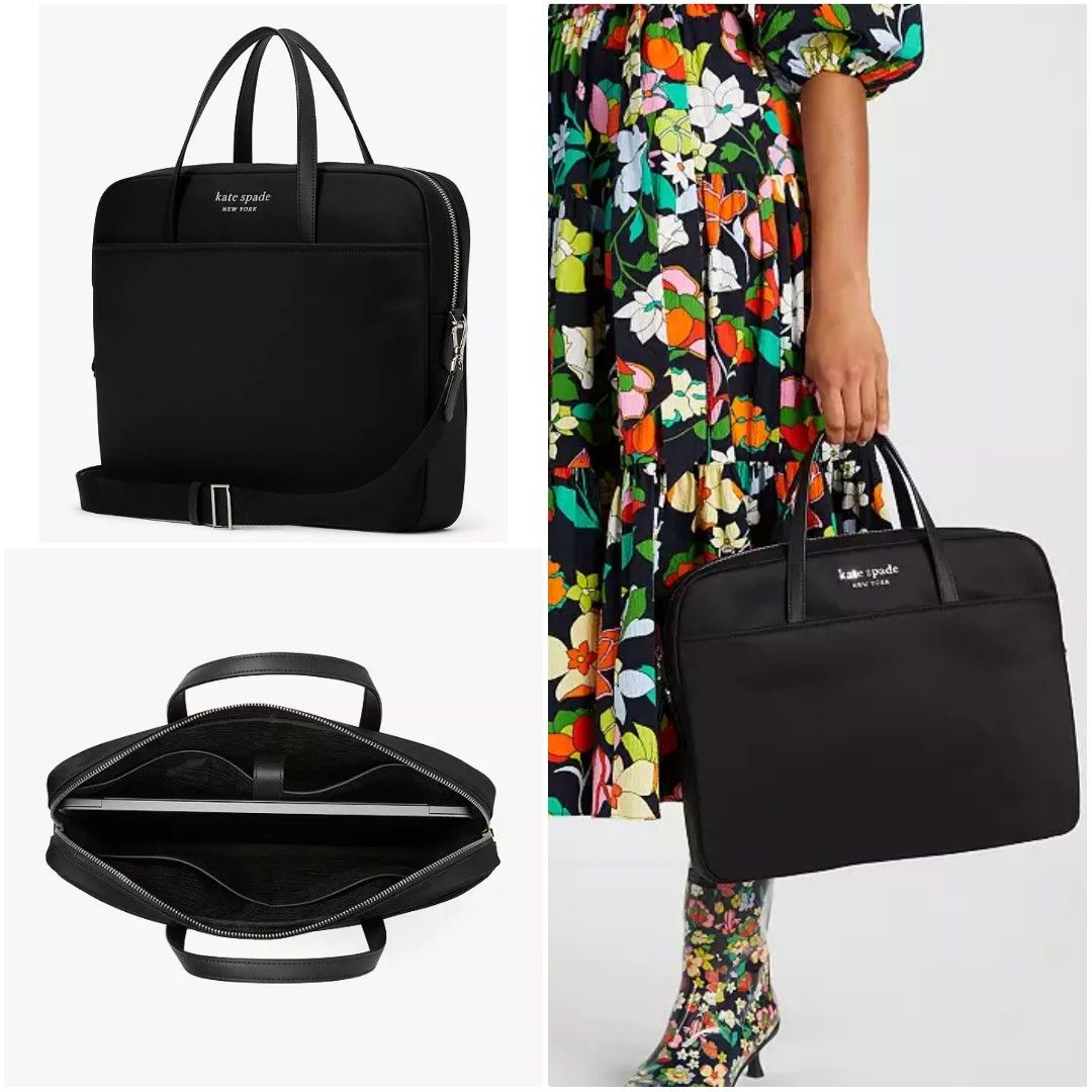 IN STOCK Kate Spade Sam KSNYL Nylon Universal Laptop Bag Black, Women's ...