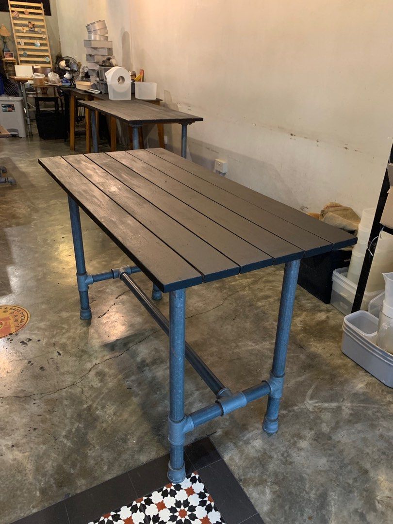 Industrial pipe table, Furniture & Home Living, Furniture, Tables ...