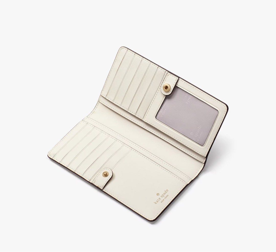 INSTOCK Kate Spade Madison Studded Large Slim Bifold Wallet Meringue ...