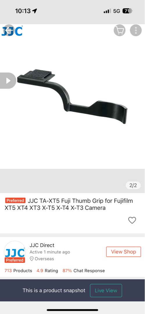 JJC TA-XT5 Fuji Thumb Grip for Fujifilm XT5 XT4 XT3 X-T5 X-T4 X-T3 Camera, Photography ...