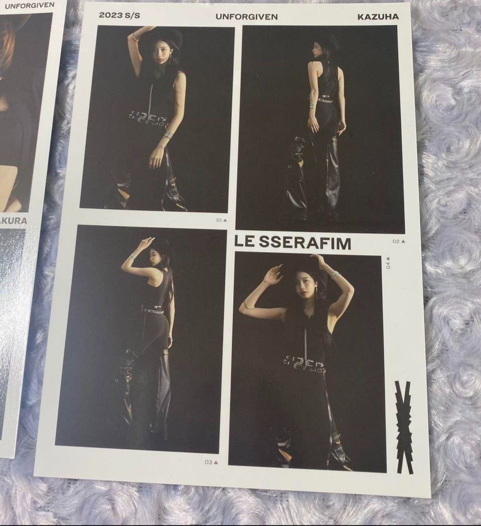 LE SSERAFIM Official merch goods 4 cut film kazuha eunchae, Hobbies ...