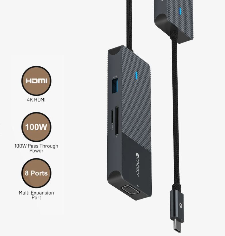 Mazer InfiniteLink Pro Hub 8-in-1 Multimedia Hub, Computers & Tech ...