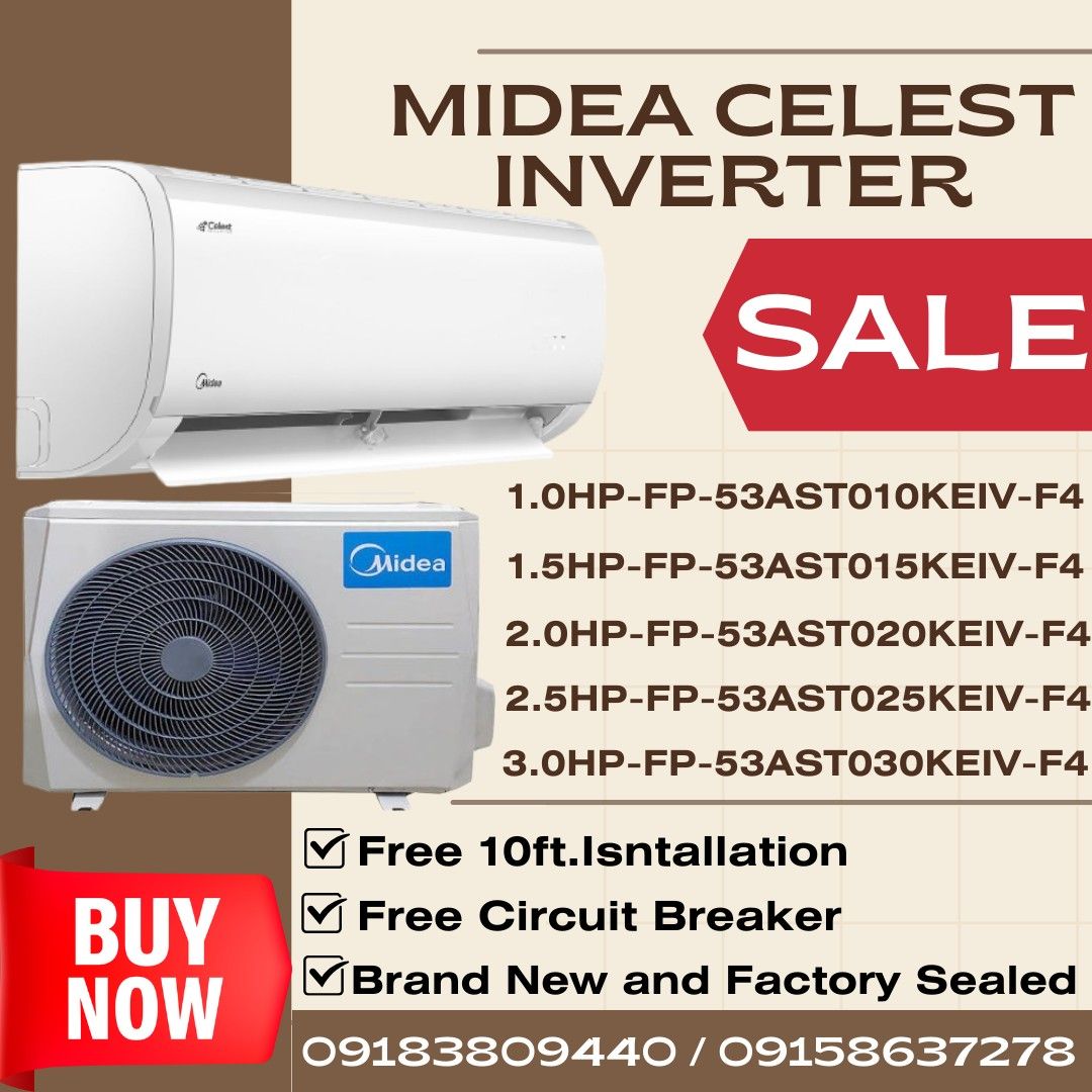 MIDEA CELEST INVERTER SPLIT TYPE AIRCON, TV & Home Appliances, Air ...