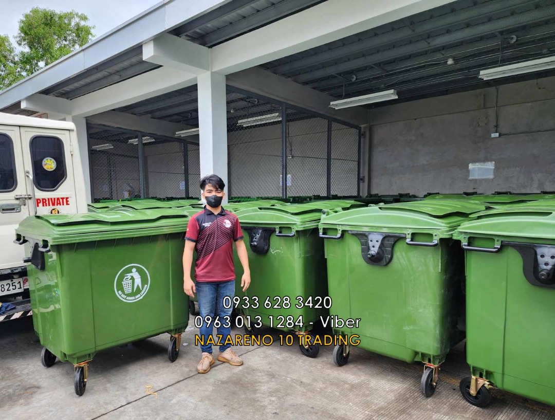 Mobile Waste Bin Trash Bin with 4 Wheels trash Bin, Furniture & Home ...
