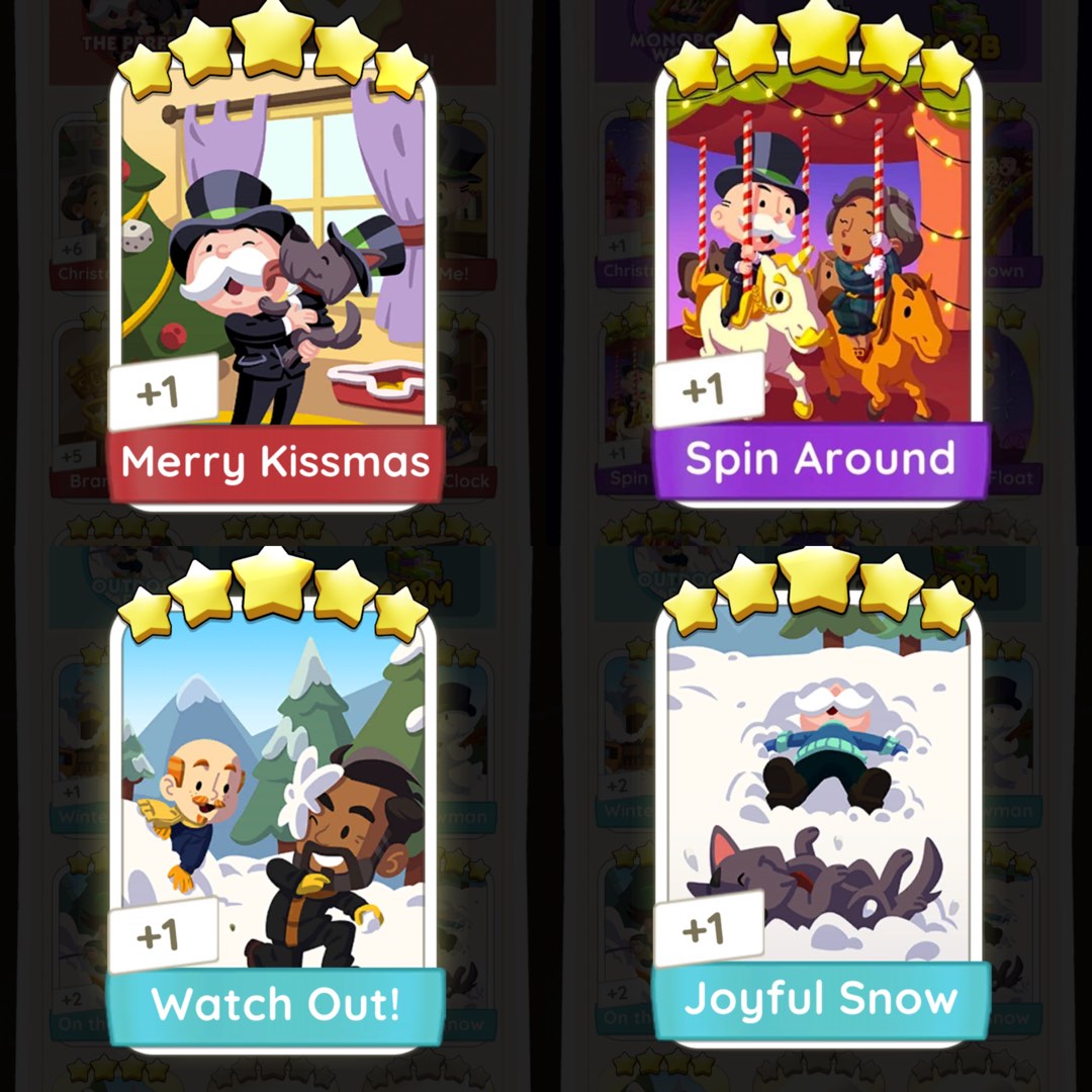 Monopoly Go 5 Star Sticker Merry Kissmas Spin Around Watch Out Joyful ...