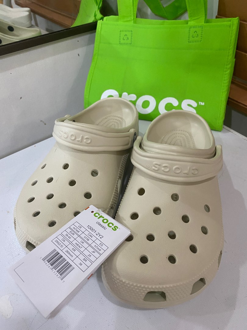 ORIGINAL Crocs Classic Clog in Bone M7/W9, Men's Fashion, Footwear ...