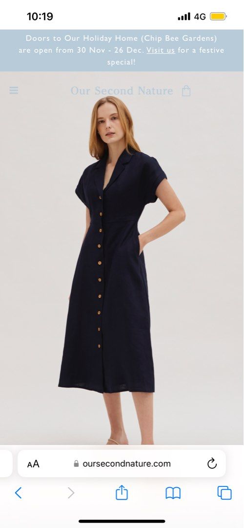 OSN Our Second Nature Classic Linen Collared Dress, Women's Fashion ...