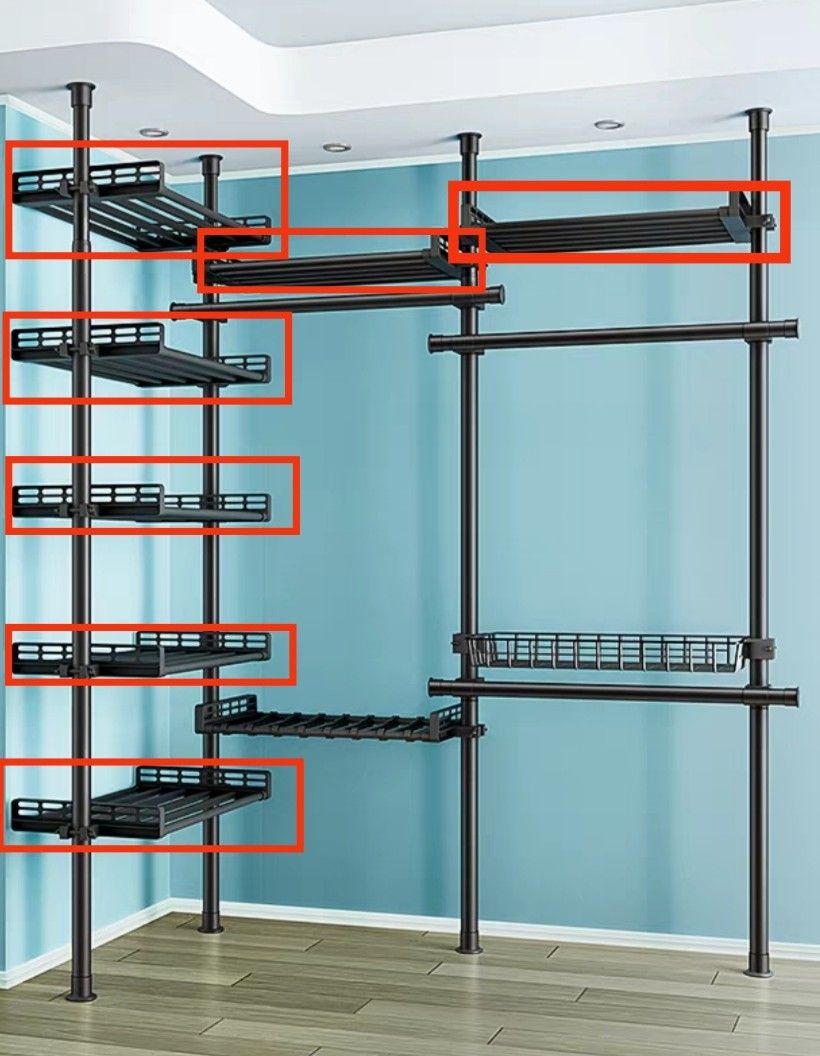 Extendable Trays/Racks (Black) for Pole System, Furniture & Home Living ...