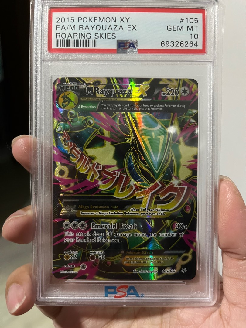 PSA 10 M rayquaza EX pokemon card roaring skies, Hobbies & Toys, Toys & Games on Carousell
