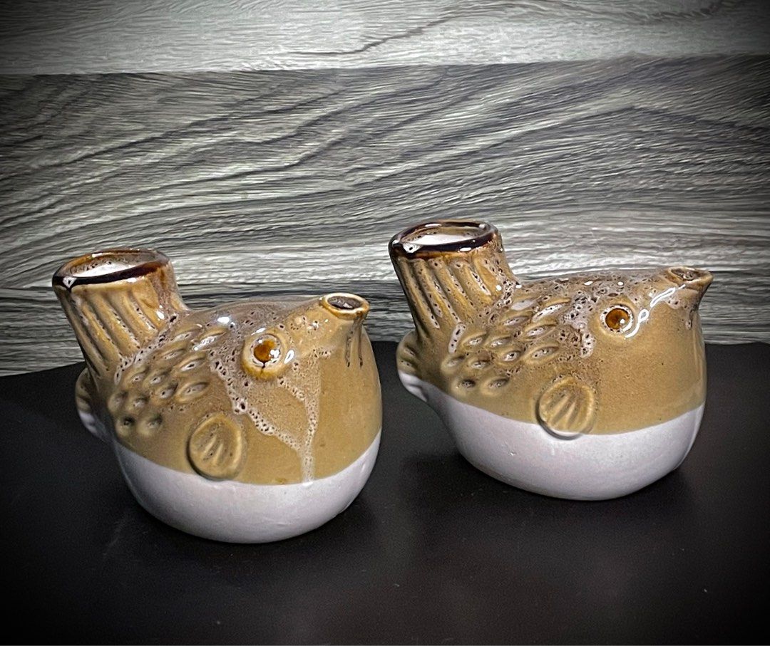 PUFFER FISH FUGU SAKE FLASK; DIY, vase - stoneware glazed, minor chip ...