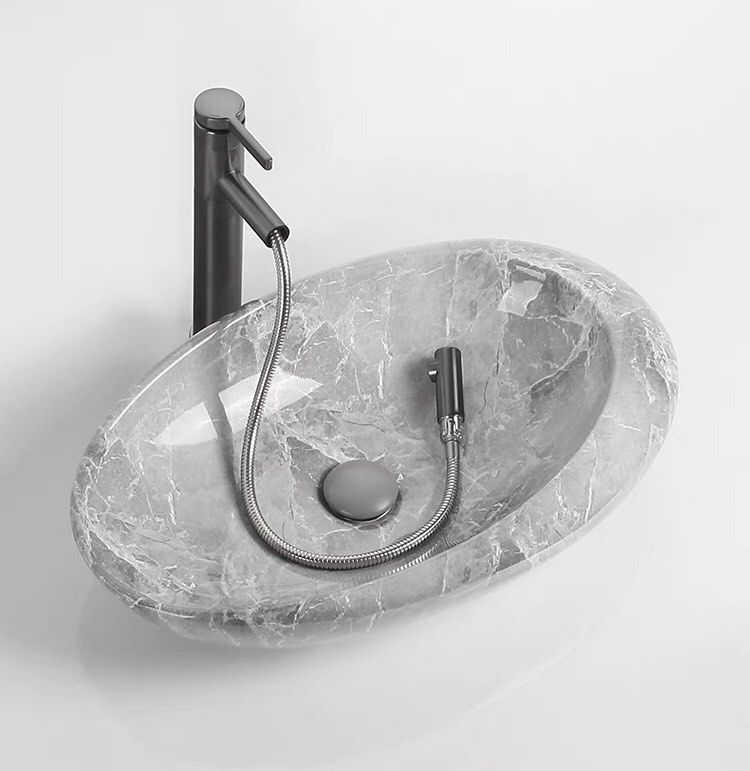 Ready stock 60*38 egg shape basin / oval shape basin / Jade Grey top ...