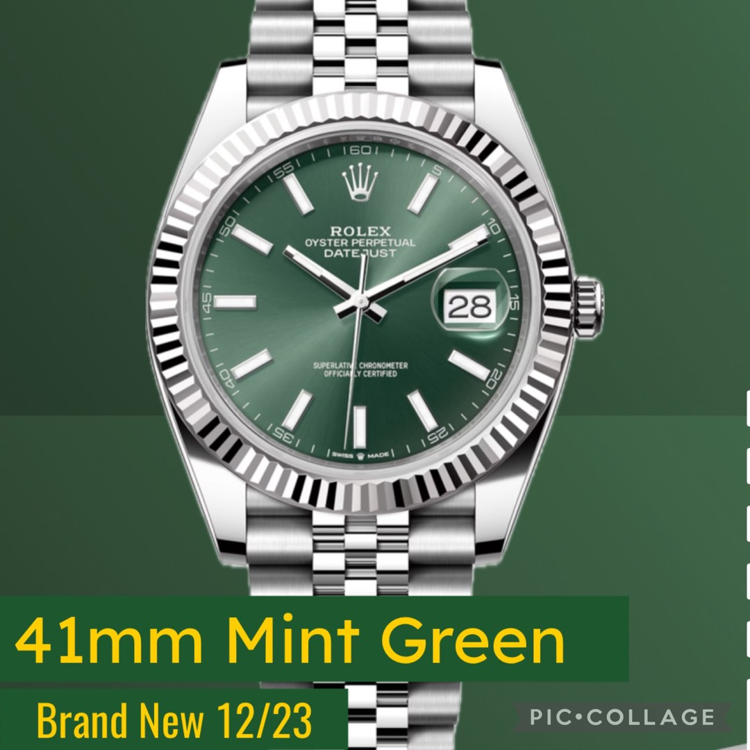 Rolex 12/23 #41mm datejust mint green dial white gold fluted bezel ...