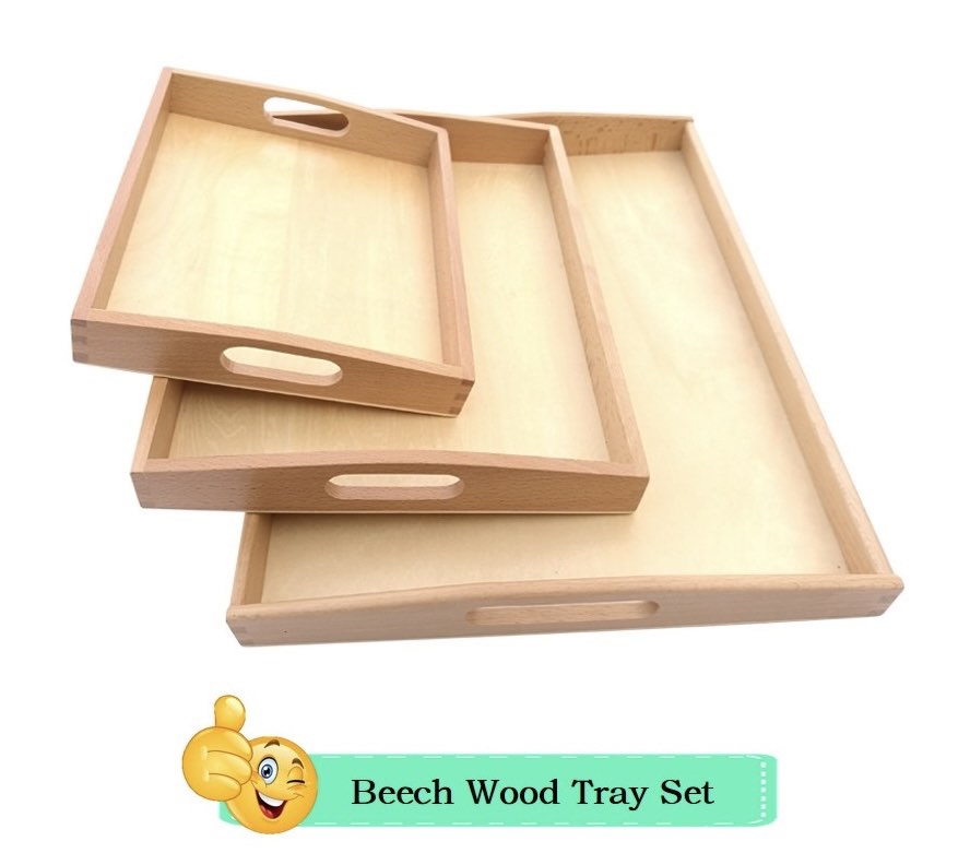 (Set of 3) Wooden Montessori Tray Montessori Learning Tray / Sensory ...
