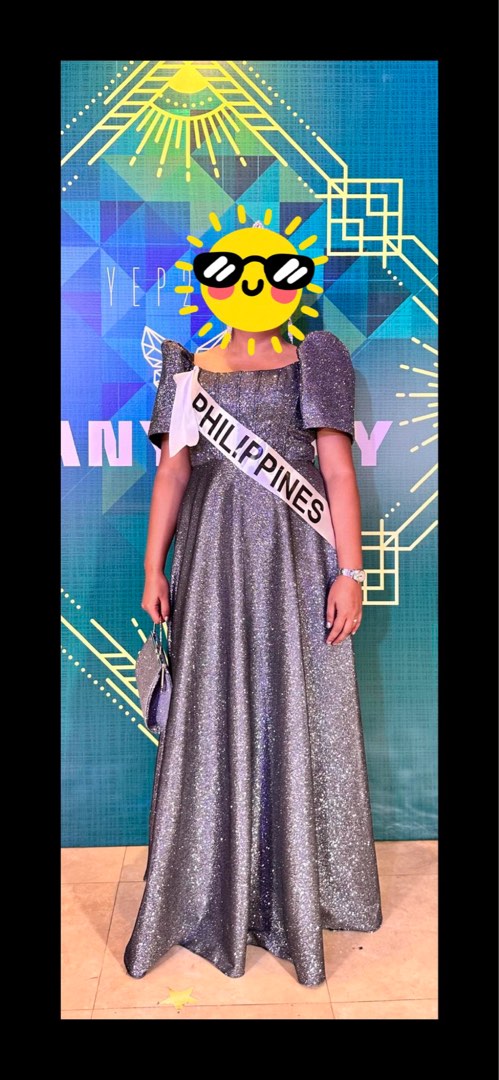 Silver Glittery Filipiniana, Women's Fashion, Dresses & Sets, Evening ...