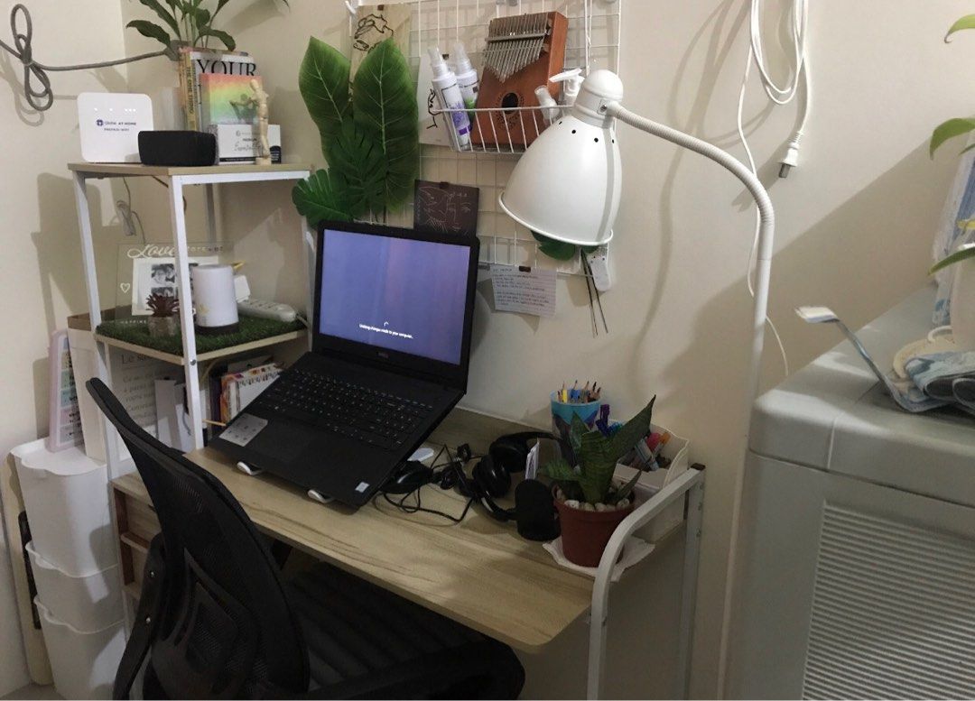 Study Work Table with Shelves (Oak White) 120cm, Furniture & Home ...